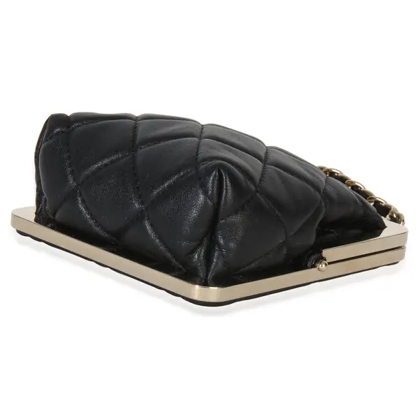 Chanel Quilted Lambskin Cc Frame Clutch With Chain