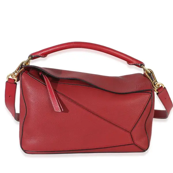 Loewe Grained Calfskin Puzzle Bag - Red