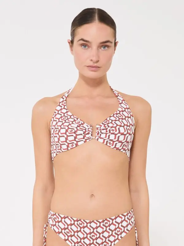 Max Mara Printed Jersey Bikini Top - Rust