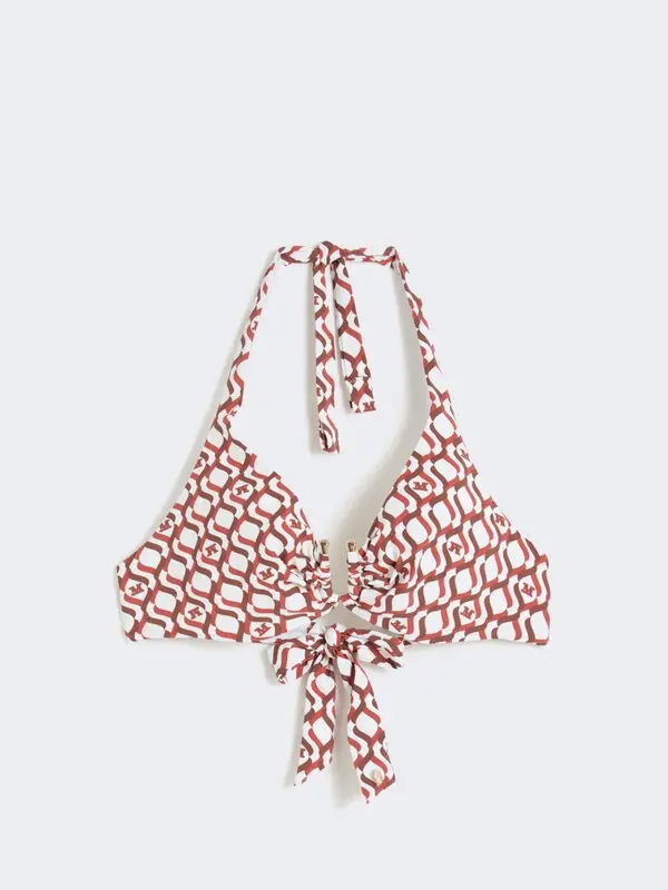 Max Mara Printed Jersey Bikini Top - Rust