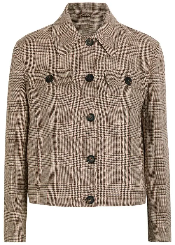 Brunello Cucinelli Houndstooth Linen Jacket - Beige