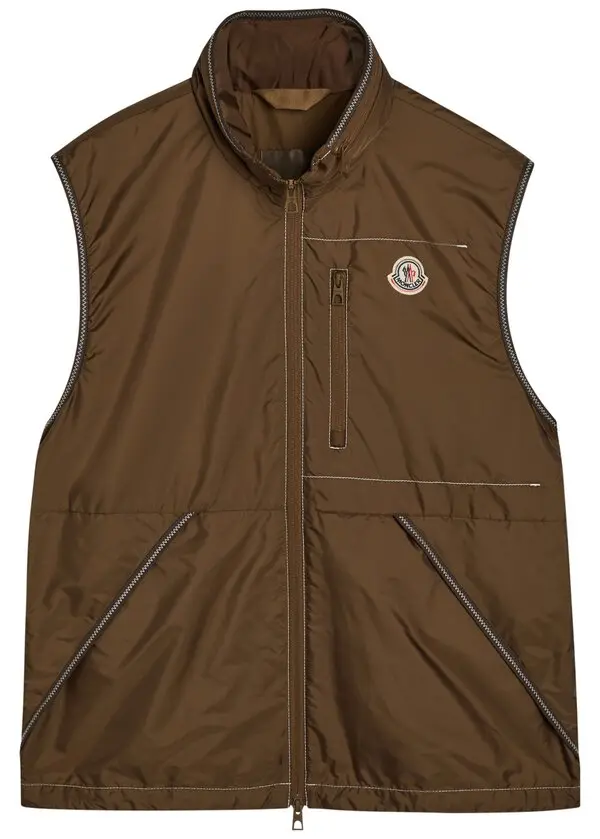 Moncler Ansiei Hooded Nylon Gilet - Brown