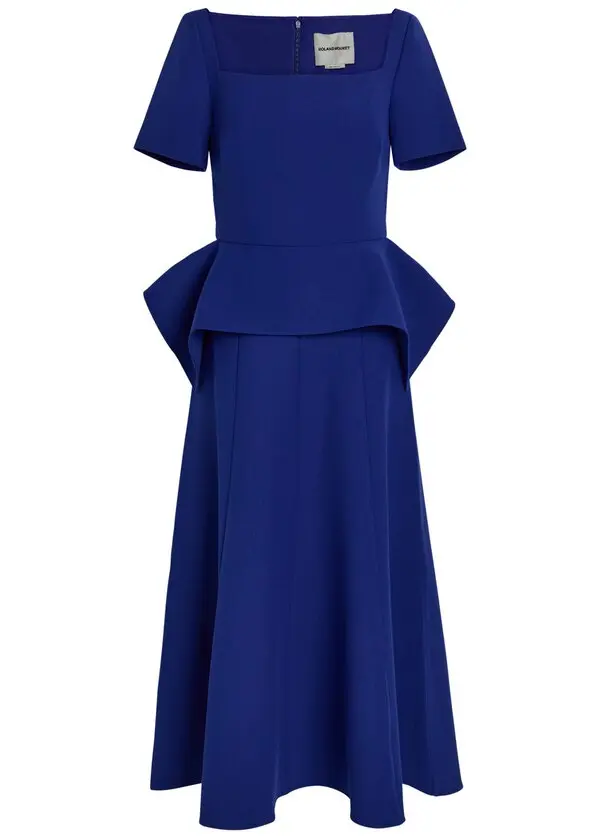 Roland Mouret Peplum-hem Crepe Midi Dress - Blue