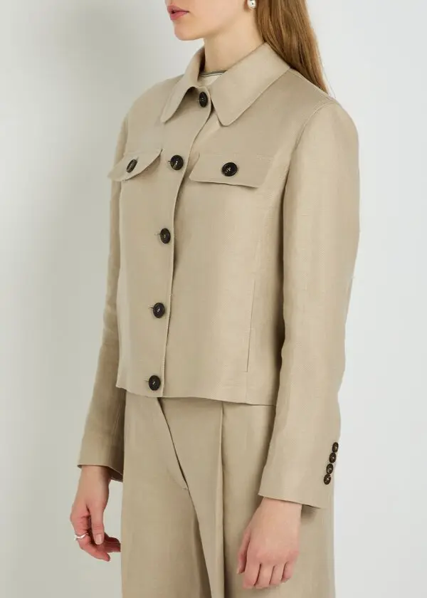 Brunello Cucinelli Linen Boxy Jacket - Beige