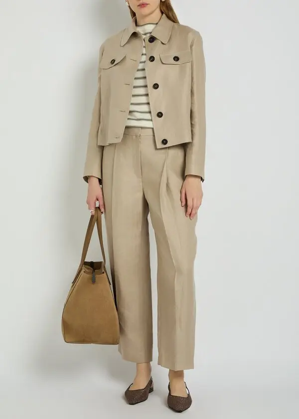 Brunello Cucinelli Linen Boxy Jacket - Beige
