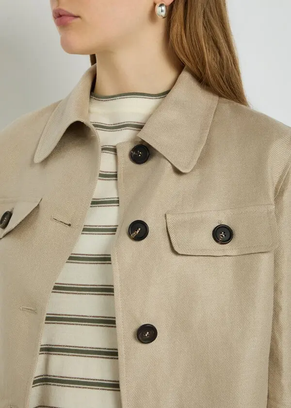 Brunello Cucinelli Linen Boxy Jacket - Beige