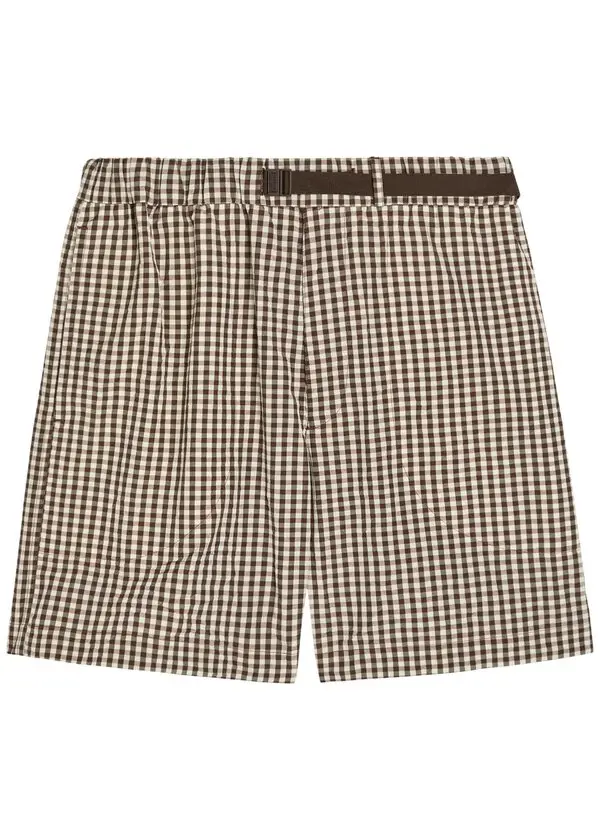 Moncler Gingham Cotton-blend Shorts - Grey