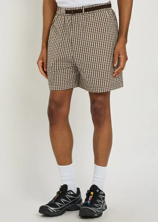 Moncler Gingham Cotton-blend Shorts - Grey