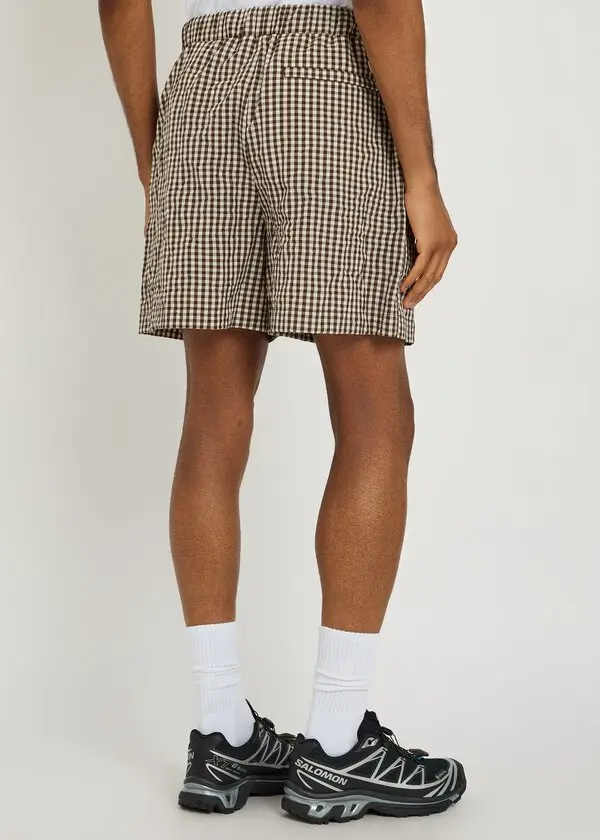 Moncler Gingham Cotton-blend Shorts - Grey