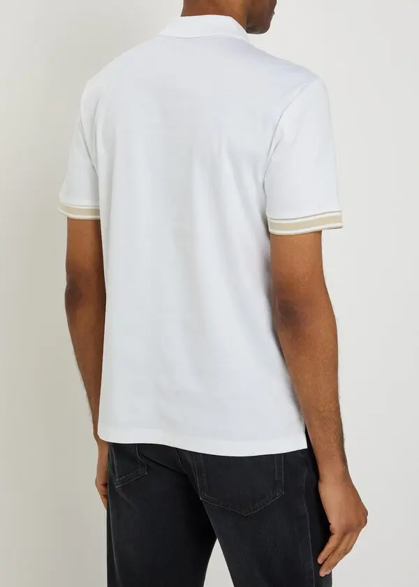 BOSS Striped-trim Cotton Polo Shirt - White