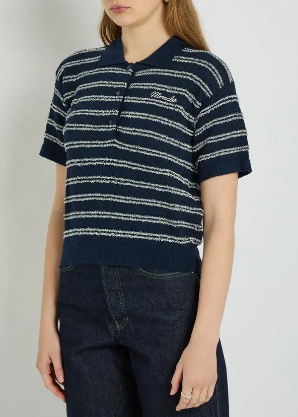 Moncler Striped Terry Polo Shirt With Logo