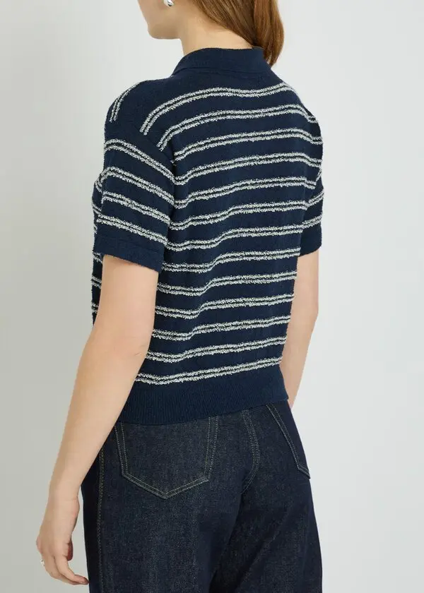 Moncler Striped Terry Polo Shirt With Logo