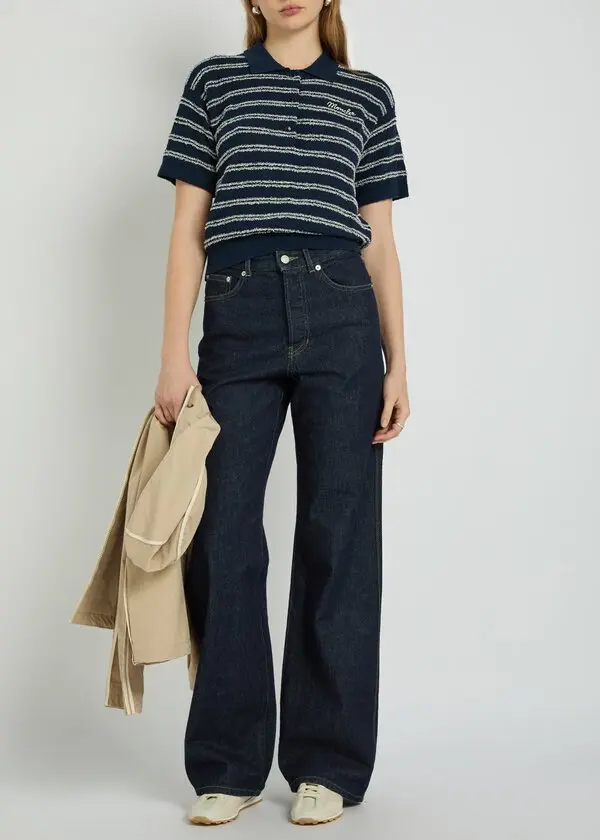 Moncler Striped Terry Polo Shirt With Logo