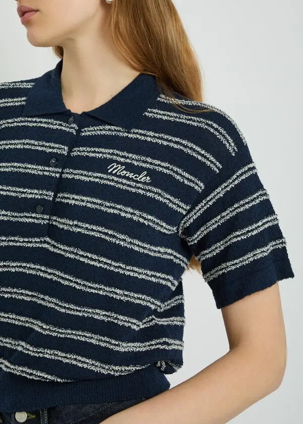 Moncler Striped Terry Polo Shirt With Logo