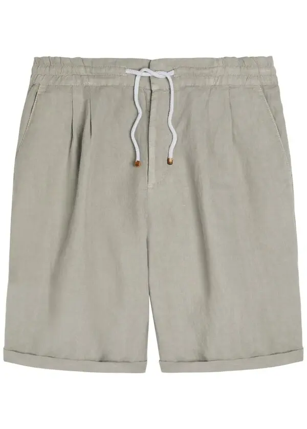 Brunello Cucinelli Linen Bermuda Shorts - Khaki