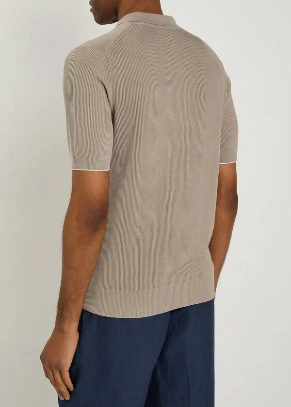 Brunello Cucinelli Ribbed Cotton-knit Polo Top
