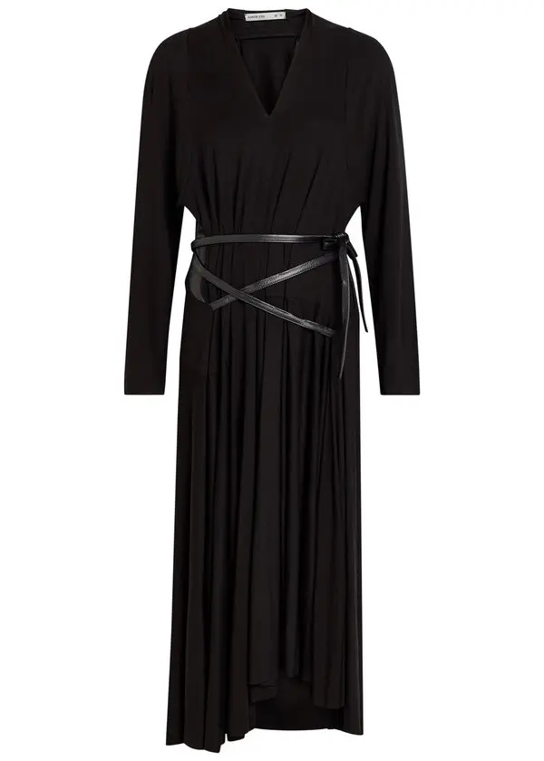 AARON ESH Belted Jersey Midi Dress