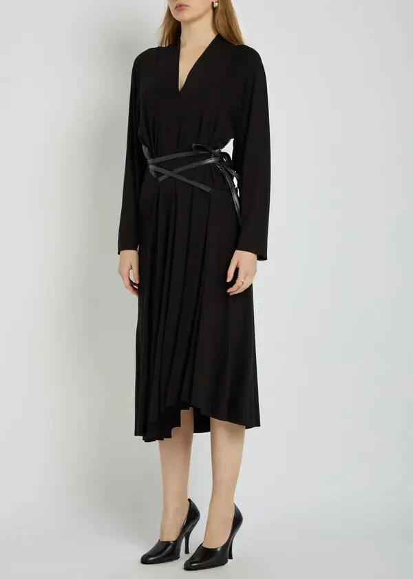 AARON ESH Belted Jersey Midi Dress
