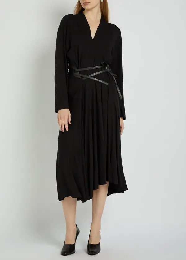 AARON ESH Belted Jersey Midi Dress