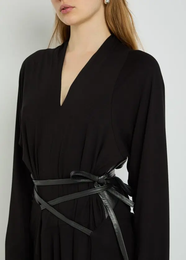 AARON ESH Belted Jersey Midi Dress