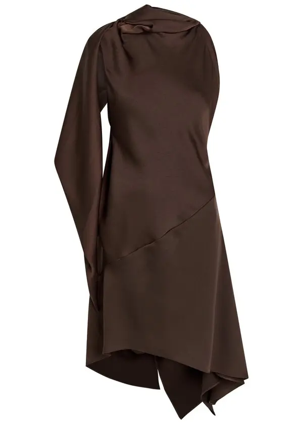 AARON ESH Cape-effect Asymmetric Satin Mini Dress