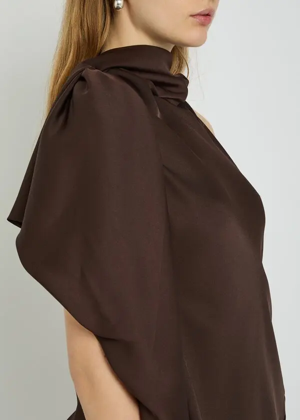 AARON ESH Cape-effect Asymmetric Satin Mini Dress