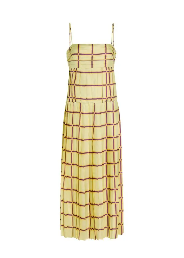 EMILIA WICKSTEAD Agata Striped Silk Midi Dress - Yellow