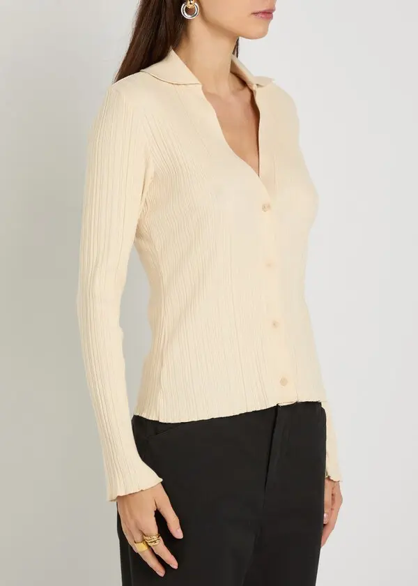 Vince Ribbed Cotton And Modal-blend Cardigan - Off White