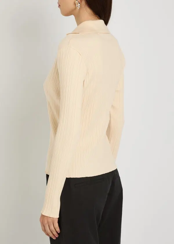 Vince Ribbed Cotton And Modal-blend Cardigan - Off White