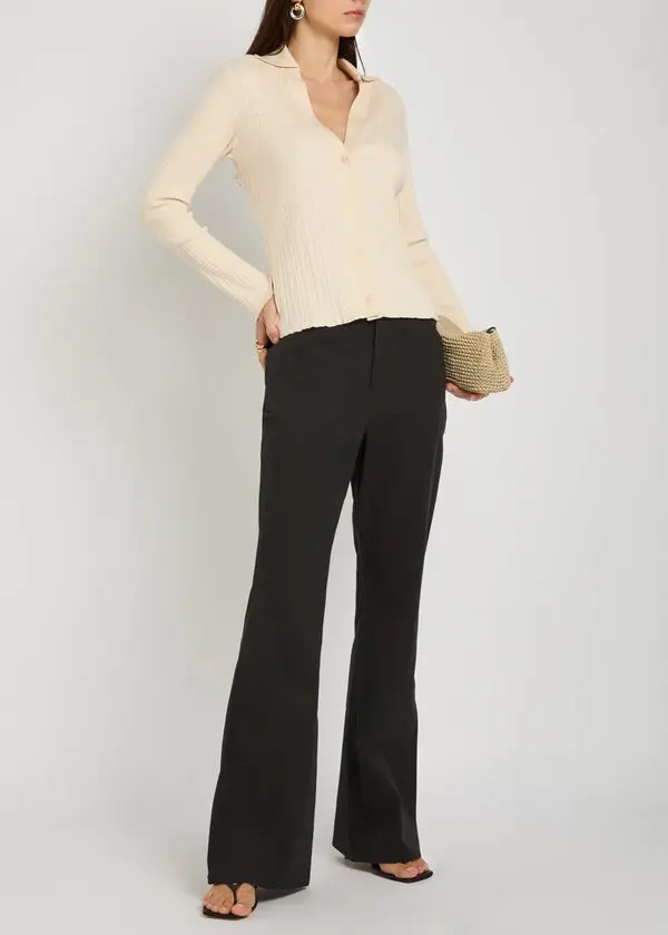 Vince Ribbed Cotton And Modal-blend Cardigan - Off White