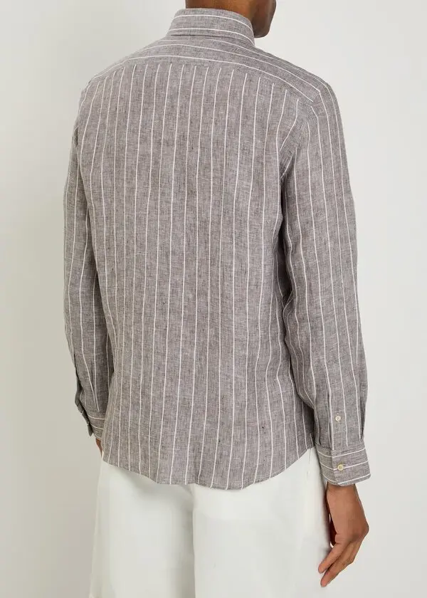 Brunello Cucinelli Striped Linen Shirt - Light Brown