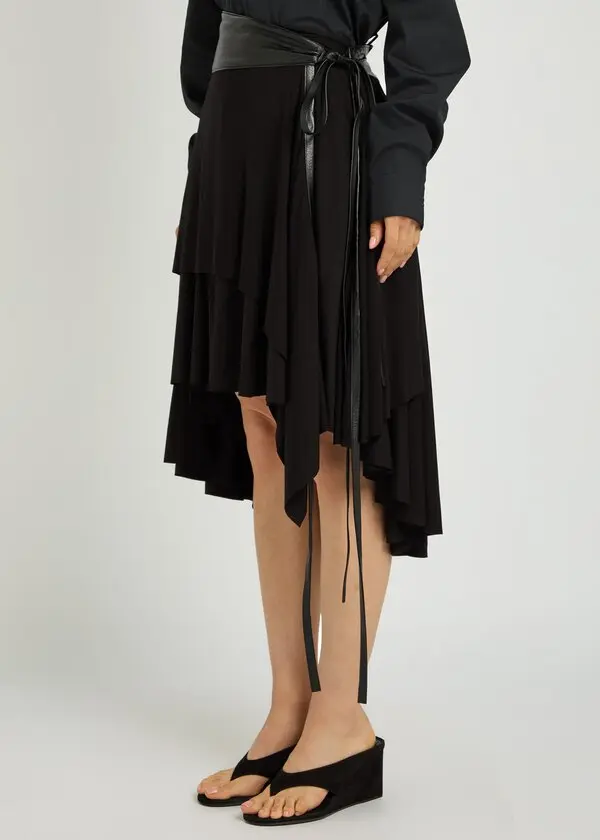 AARON ESH Belted Asymmetric Jersey Mini Skirt
