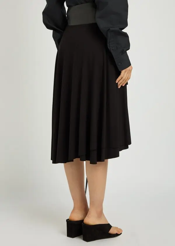 AARON ESH Belted Asymmetric Jersey Mini Skirt