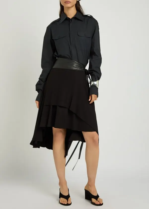 AARON ESH Belted Asymmetric Jersey Mini Skirt
