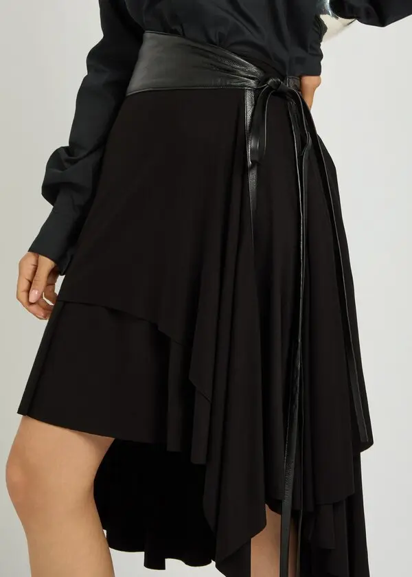 AARON ESH Belted Asymmetric Jersey Mini Skirt