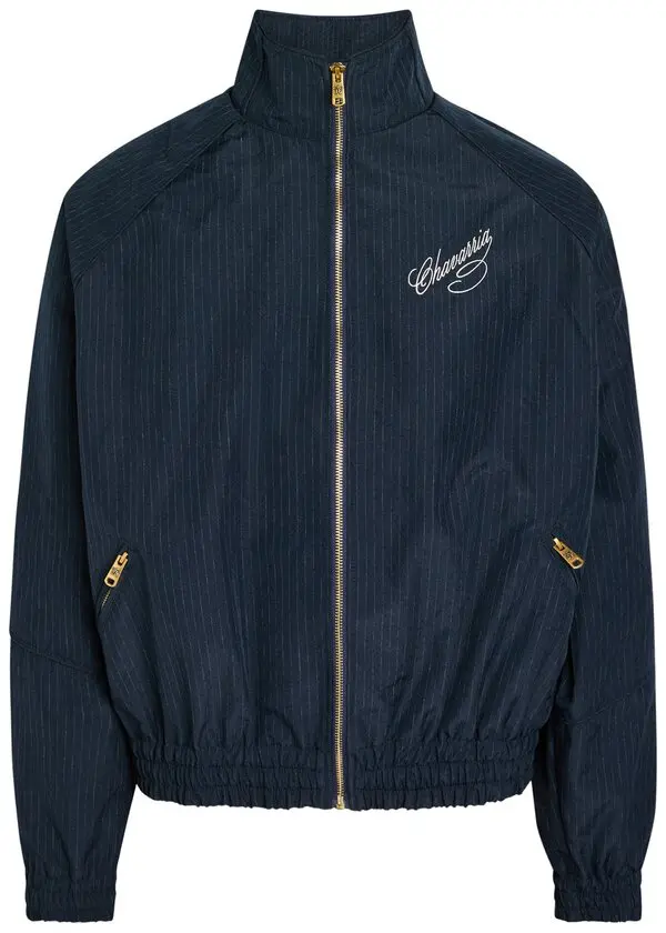 WILLY CHAVARRIA Ruff Rider Pinstriped Woven Track Jacket - Navy