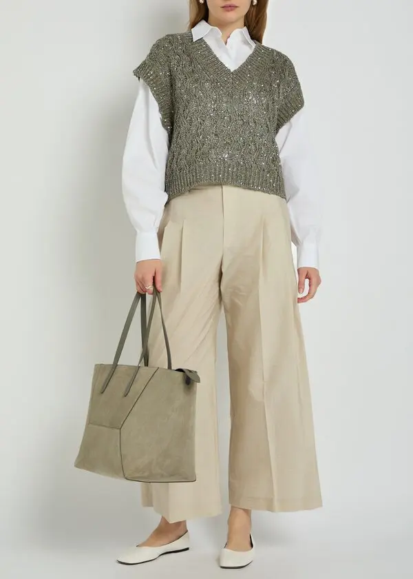 Brunello Cucinelli Sequin-embellished Knitted Silk-blend Vest