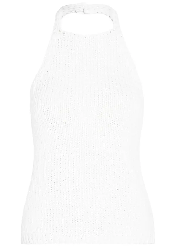 RÓHE Halterneck Cotton-knit Top - White