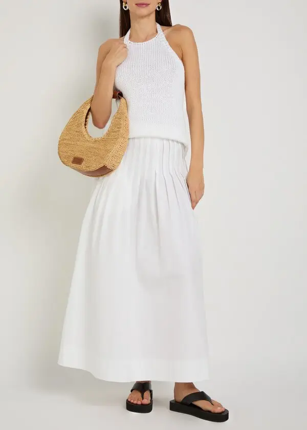 RÓHE Halterneck Cotton-knit Top - White