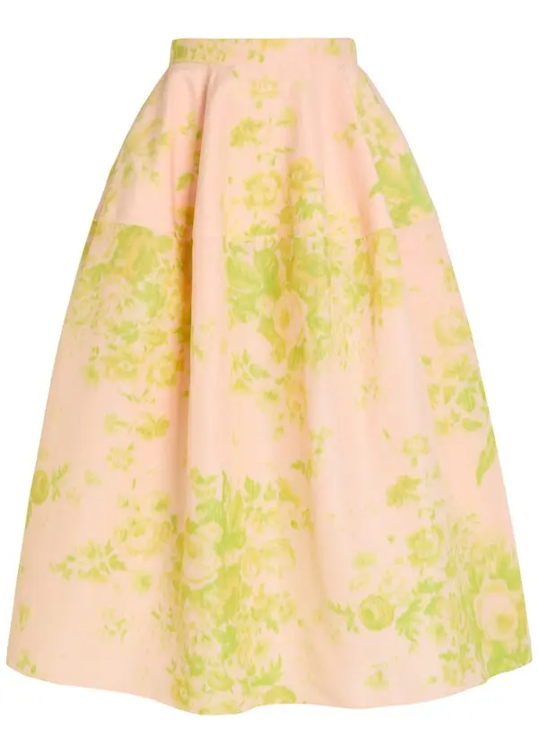 Erdem Floral-print Woven Midi Skirt - Light Pink