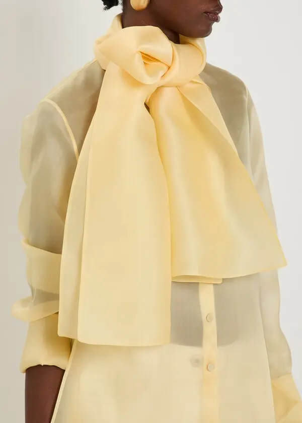 Another Tomorrow Bow Silk-organza Blouse - Beige