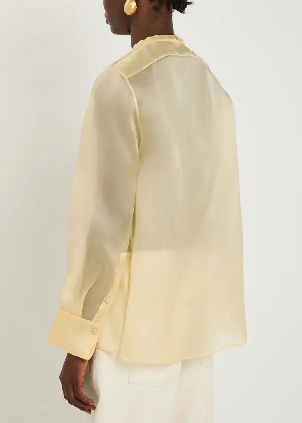 Another Tomorrow Bow Silk-organza Blouse - Beige