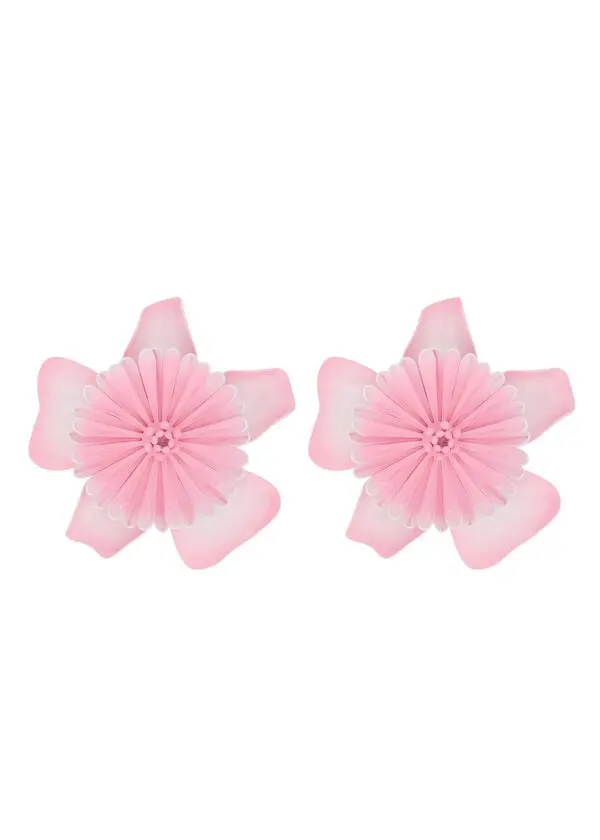 Chloé Bloom Flower Brass Earrings - Pink
