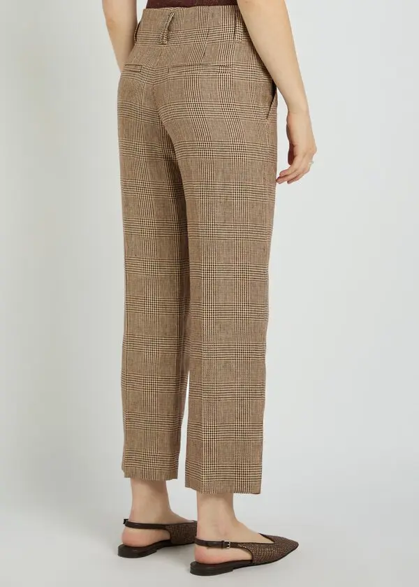Brunello Cucinelli Houndstooth Linen Straight-leg Trousers