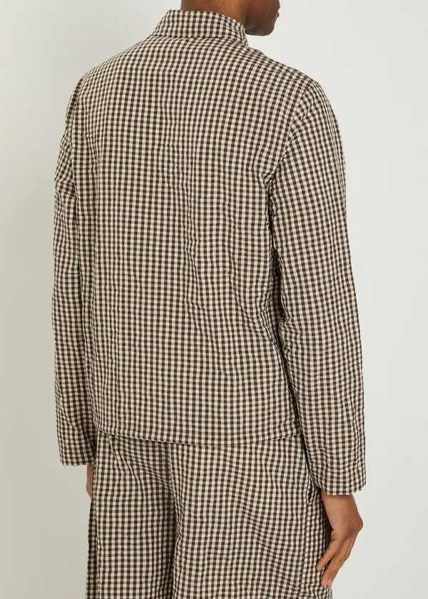 Moncler Gingham Crinkled Cotton-blend Jacket