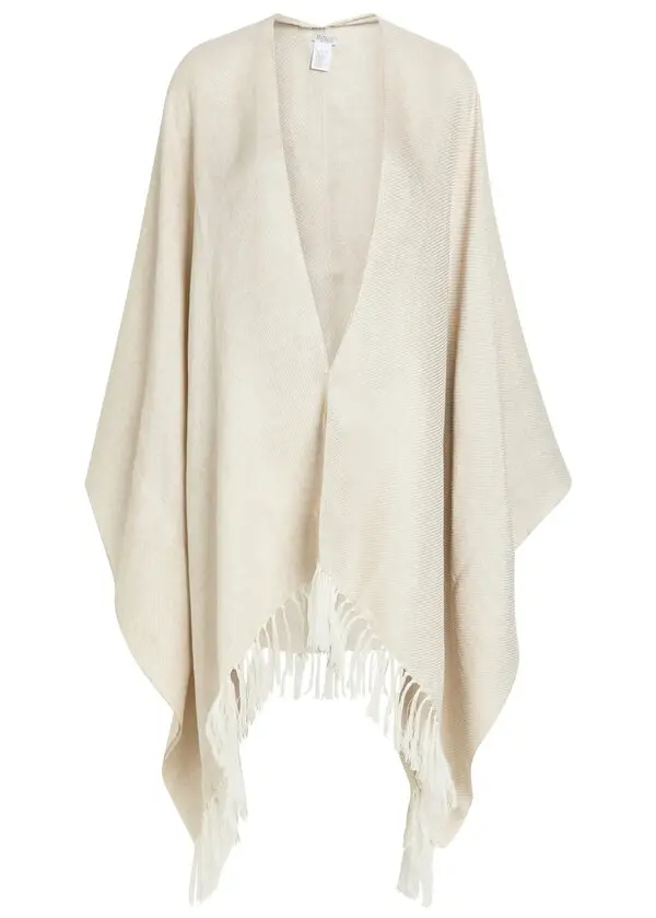 Brunello Cucinelli Metallic-knit Linen-blend Poncho - Beige