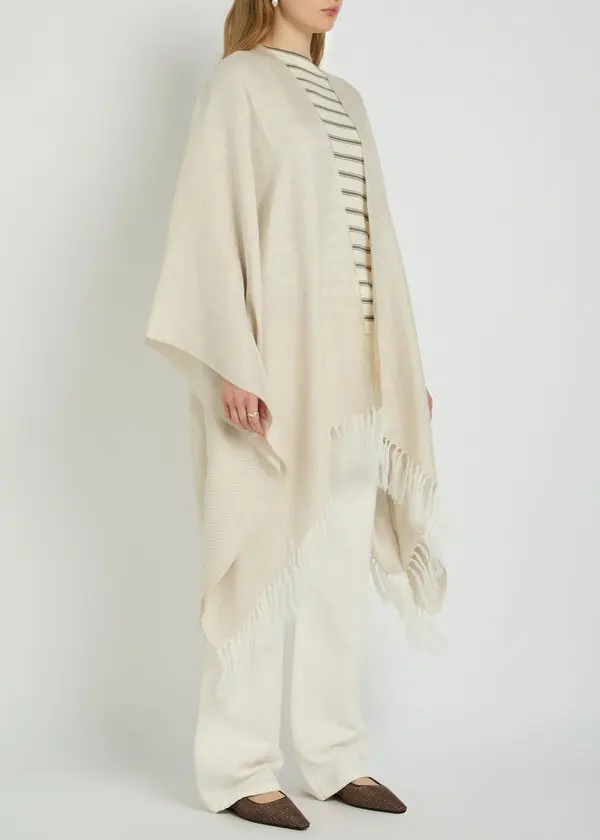 Brunello Cucinelli Metallic-knit Linen-blend Poncho