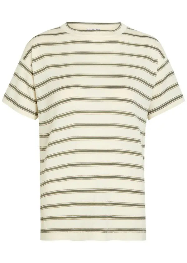 Brunello Cucinelli Striped Wool And Cashmere-blend Top - Beige