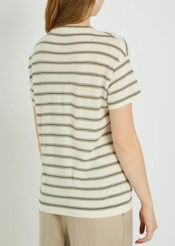 Brunello Cucinelli Striped Wool And Cashmere-blend Top - Beige
