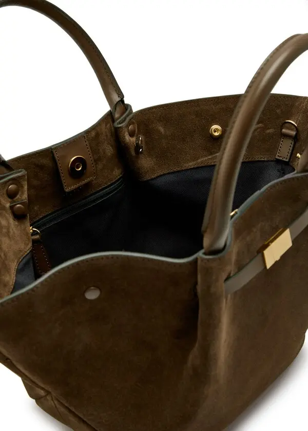 DEMELLIER The Midi New York Suede Tote Bag - Brown